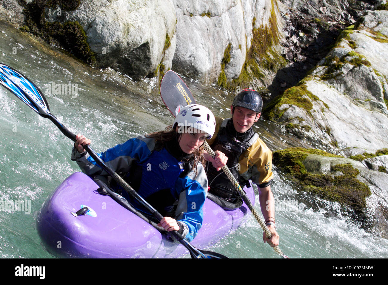 double kayak on the river Stock Photo - Alamy