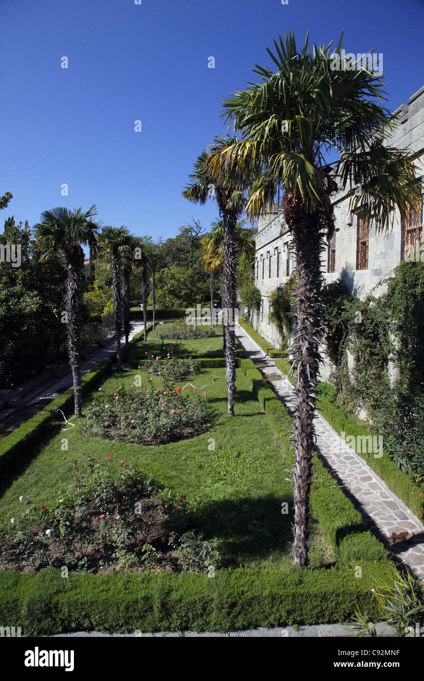 PALM TREES AT VORONTSOV PALACE ALUPKA CRIMEA UKRAINE 28 September 2011 ...
