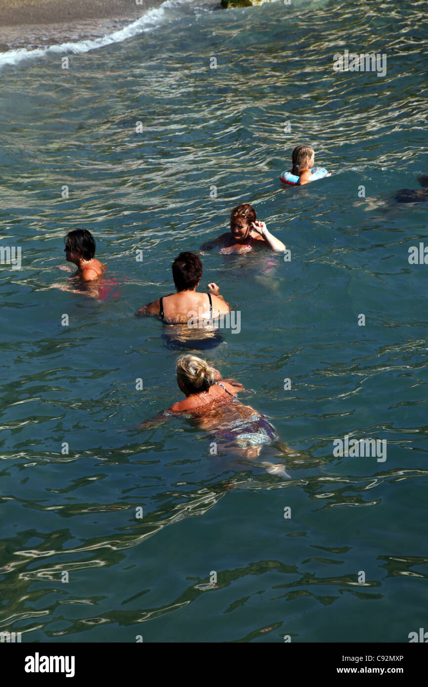 PEOPLE SWIMMING IN BLACK SEA ALUPKA CRIMEA UKRAINE 28 September 2011 ...