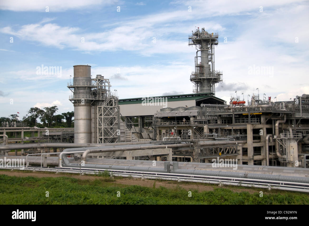 Pipework and vessels, Tangguh LNG Plant, Liquified Natural Gas. near ...