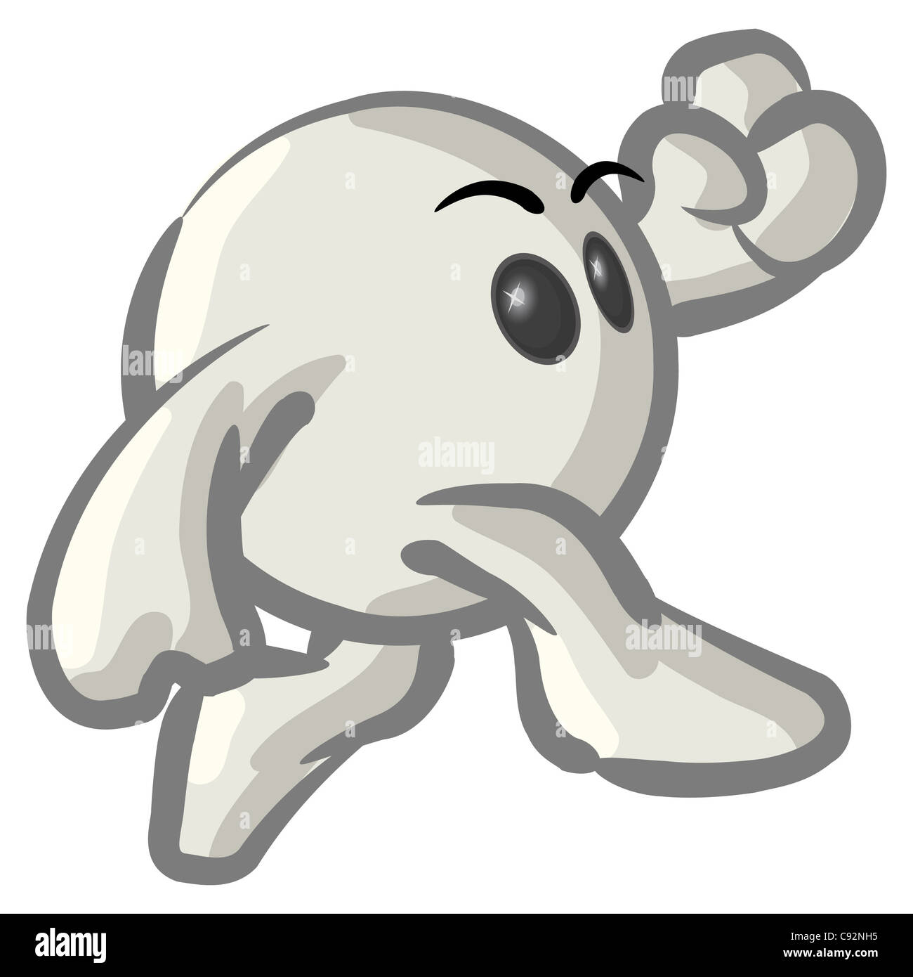Royalty-free clipart picture of a white konkee character running, on a ...