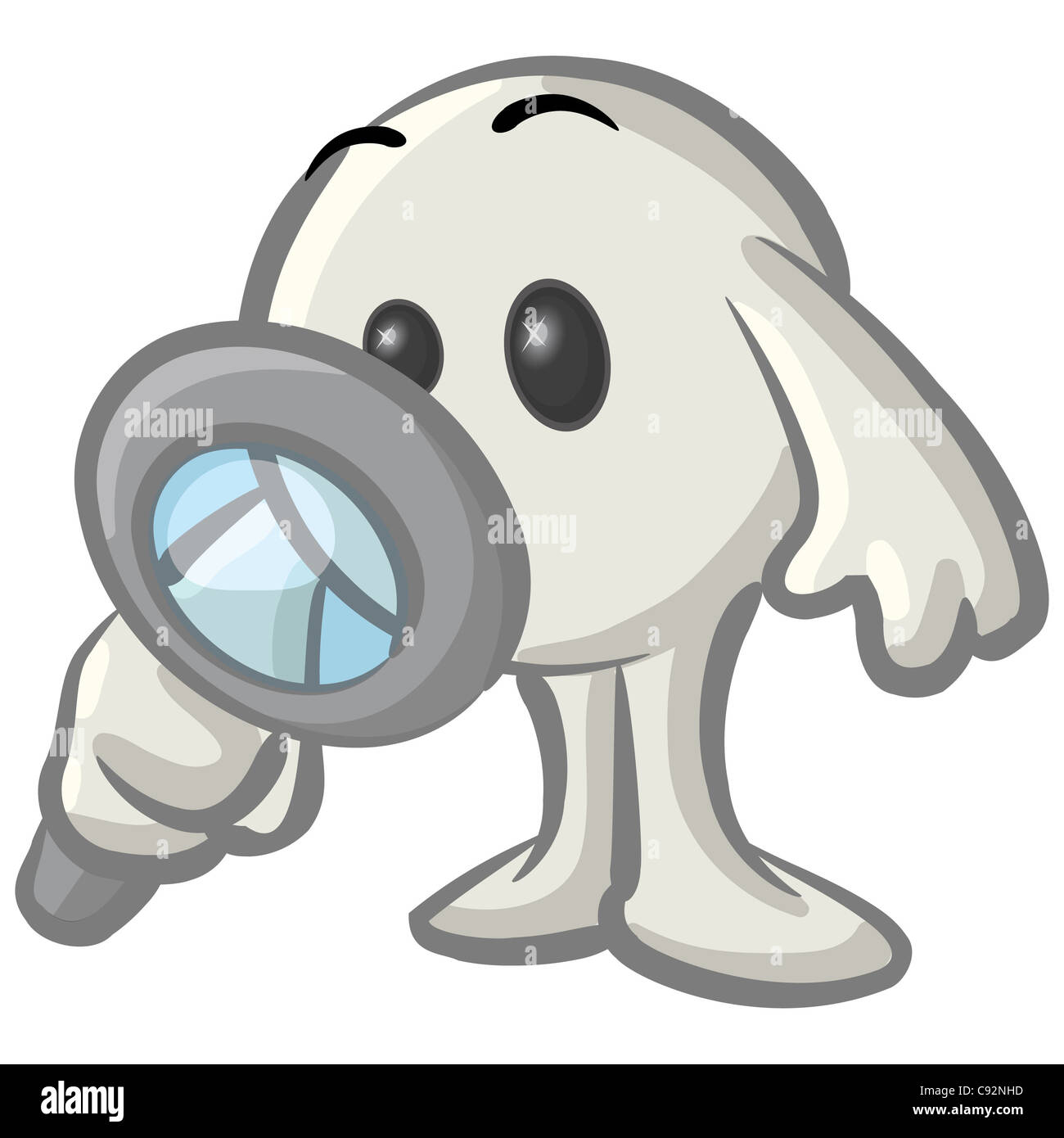 Royalty-free clipart picture of a white konkee character inspecting ...