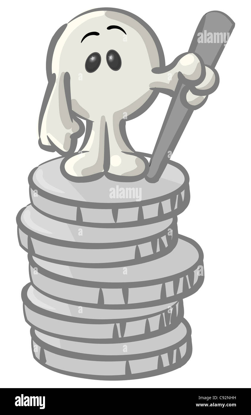Royalty-free clipart picture of a white konkee character standing on ...