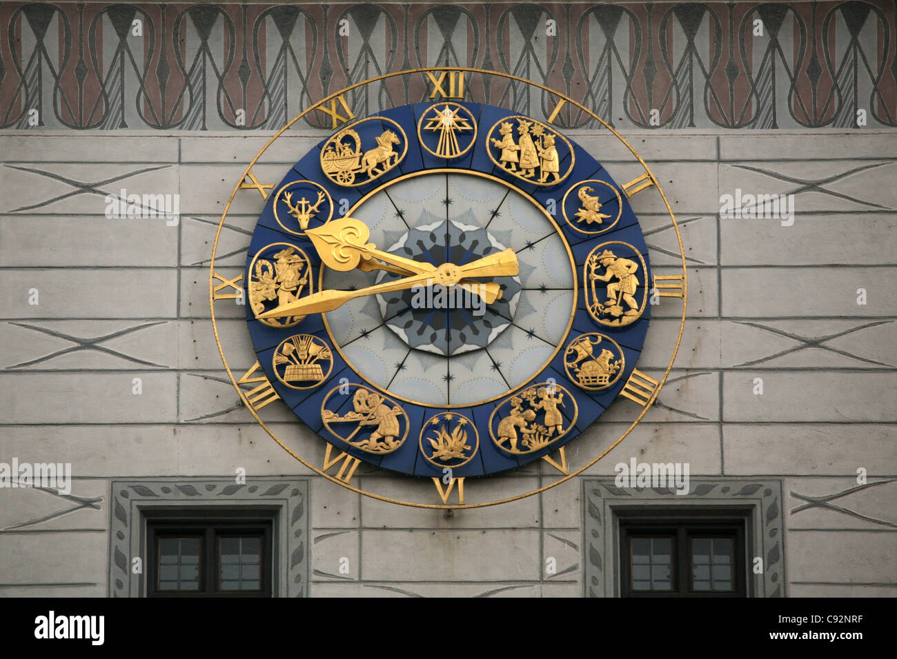 Tower Clock of the Altes Rathaus (Old Town Hall) at Marienplatz Square ...