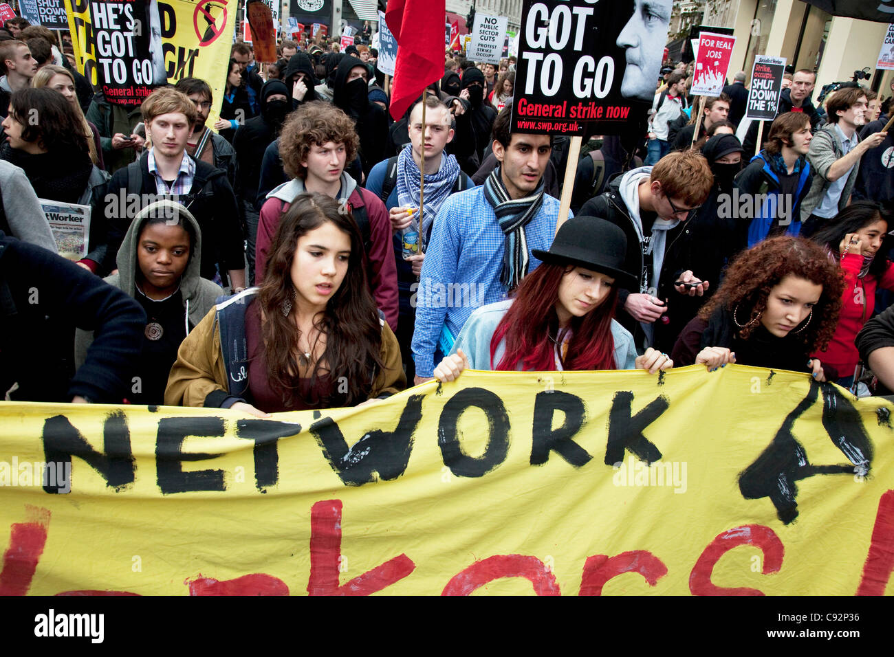 Students march through central London to protest against rises in ...