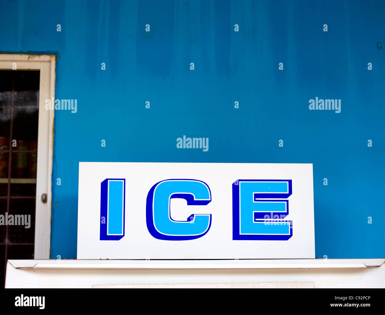 Ice sign outside shop in west end, roatan, honduras Stock Photo - Alamy