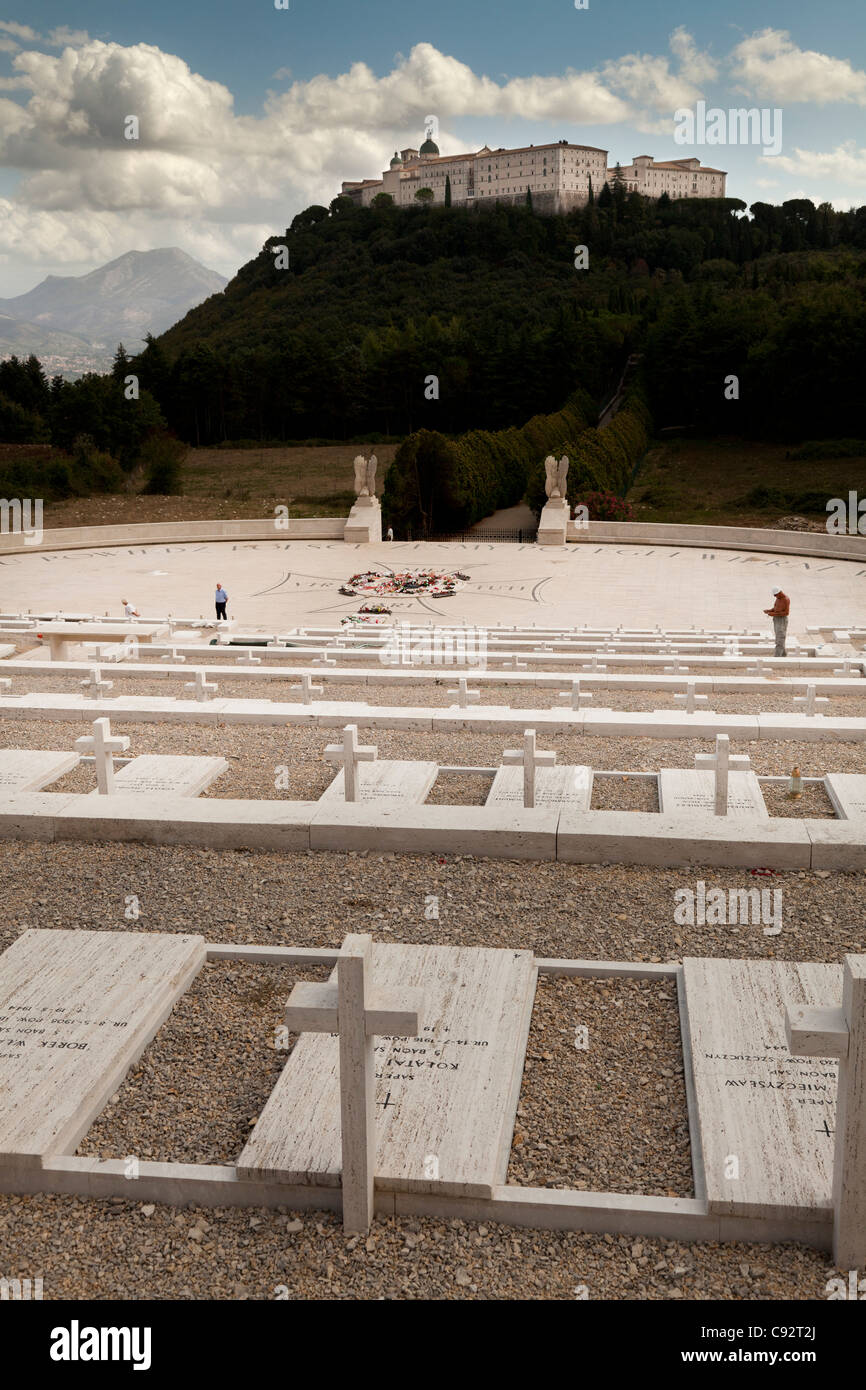 Gravestones in the Polish Cemetery standing proud towards the Abbey at ...