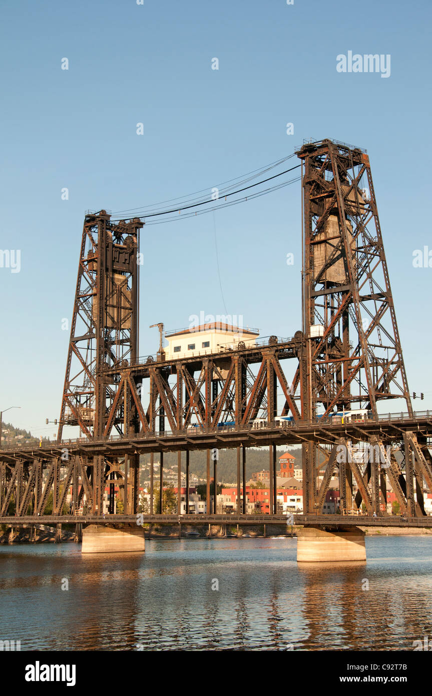 Portland Town City Oregon Steel Bridge across Willamette River United ...