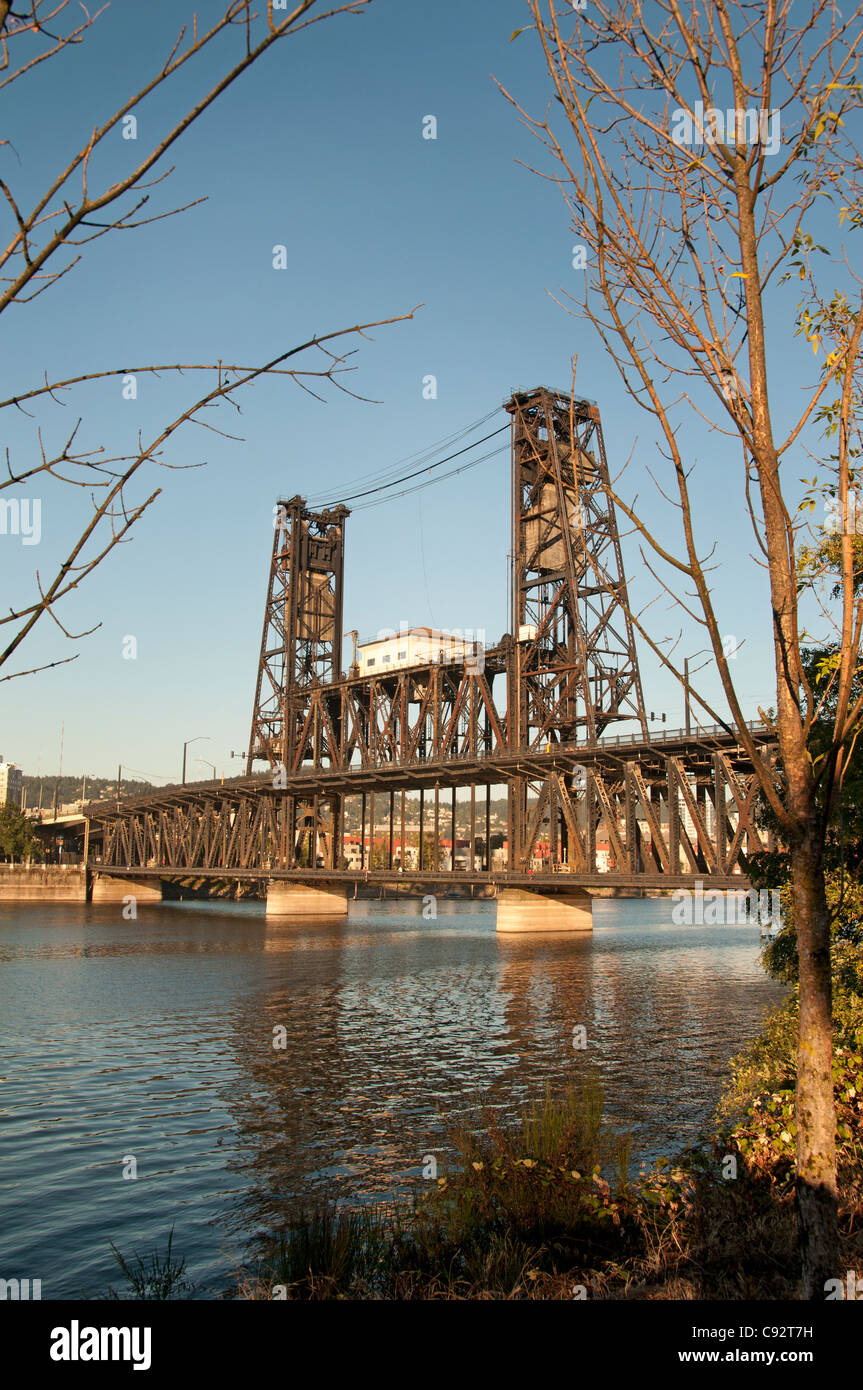 Portland Town City Oregon Steel Bridge across Willamette River United ...