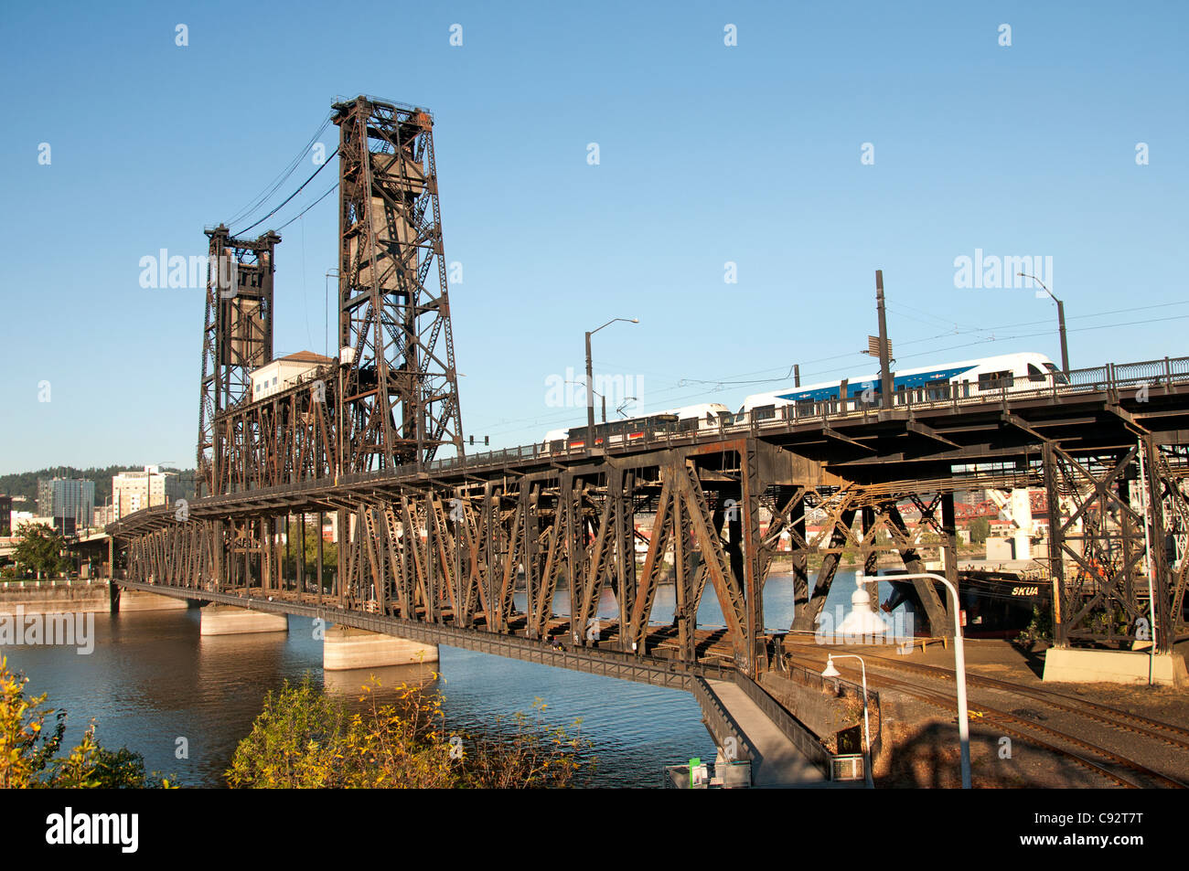 Portland Town City Oregon Steel Bridge across Willamette River United ...