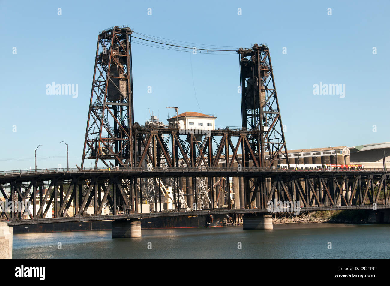 Portland Town City Oregon Steel Bridge across Willamette River United ...