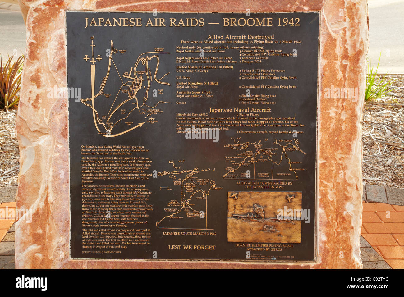 Memorial to those killed in 1942 Japanese air raids, Broome, Kimberley ...