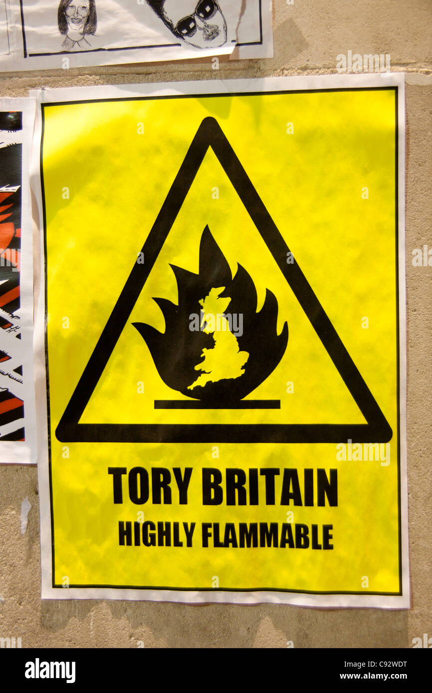 "Tory Britain Highly Flammable" poster at Occupy London protest camp St ...