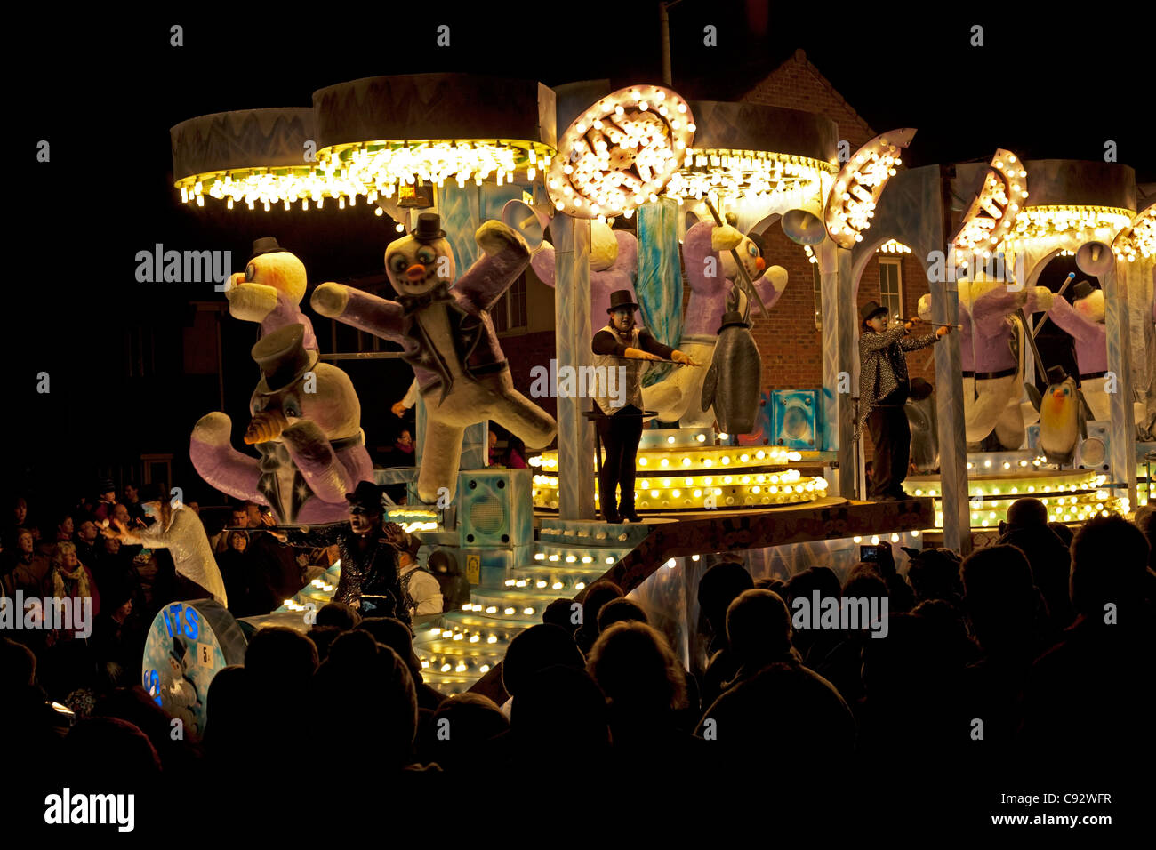 floats lit up at night with music playing during the bridgwater ...