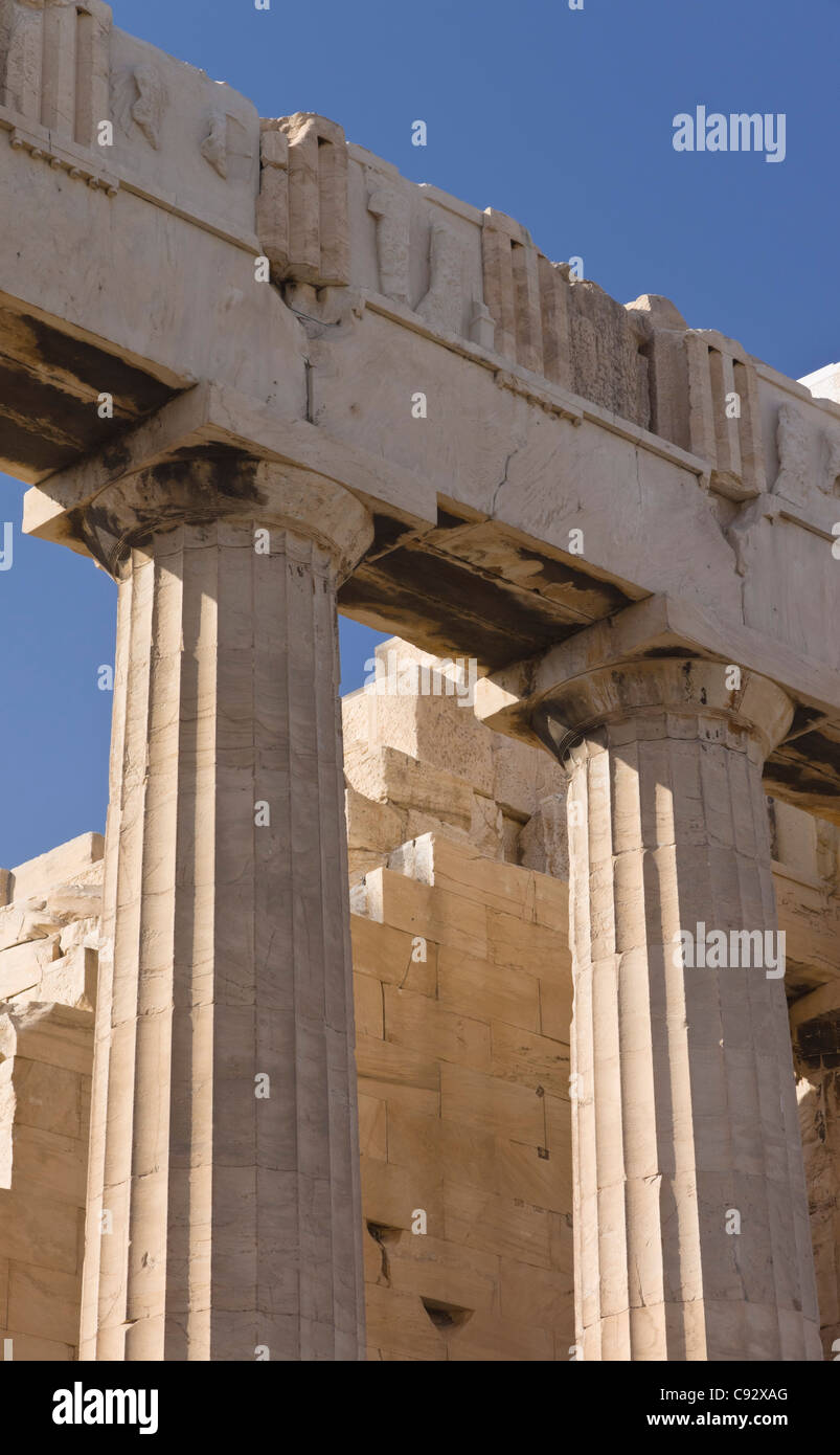 Athens - the Acropolis, Parthenon. Detail of marble stonework Stock ...