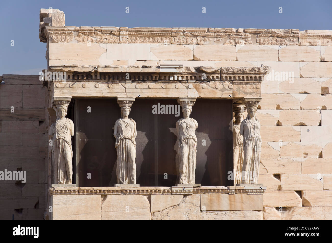 Athens - the Erechtheion temple on the Acropolis, with six remaining ...