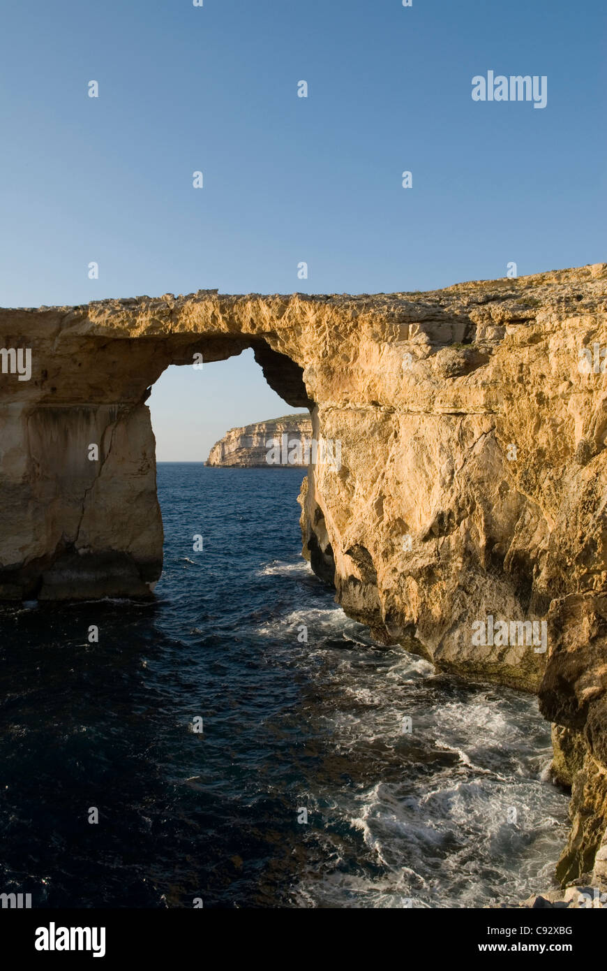 The Azure window is a natural rock arch on the Island of Gozo Stock ...