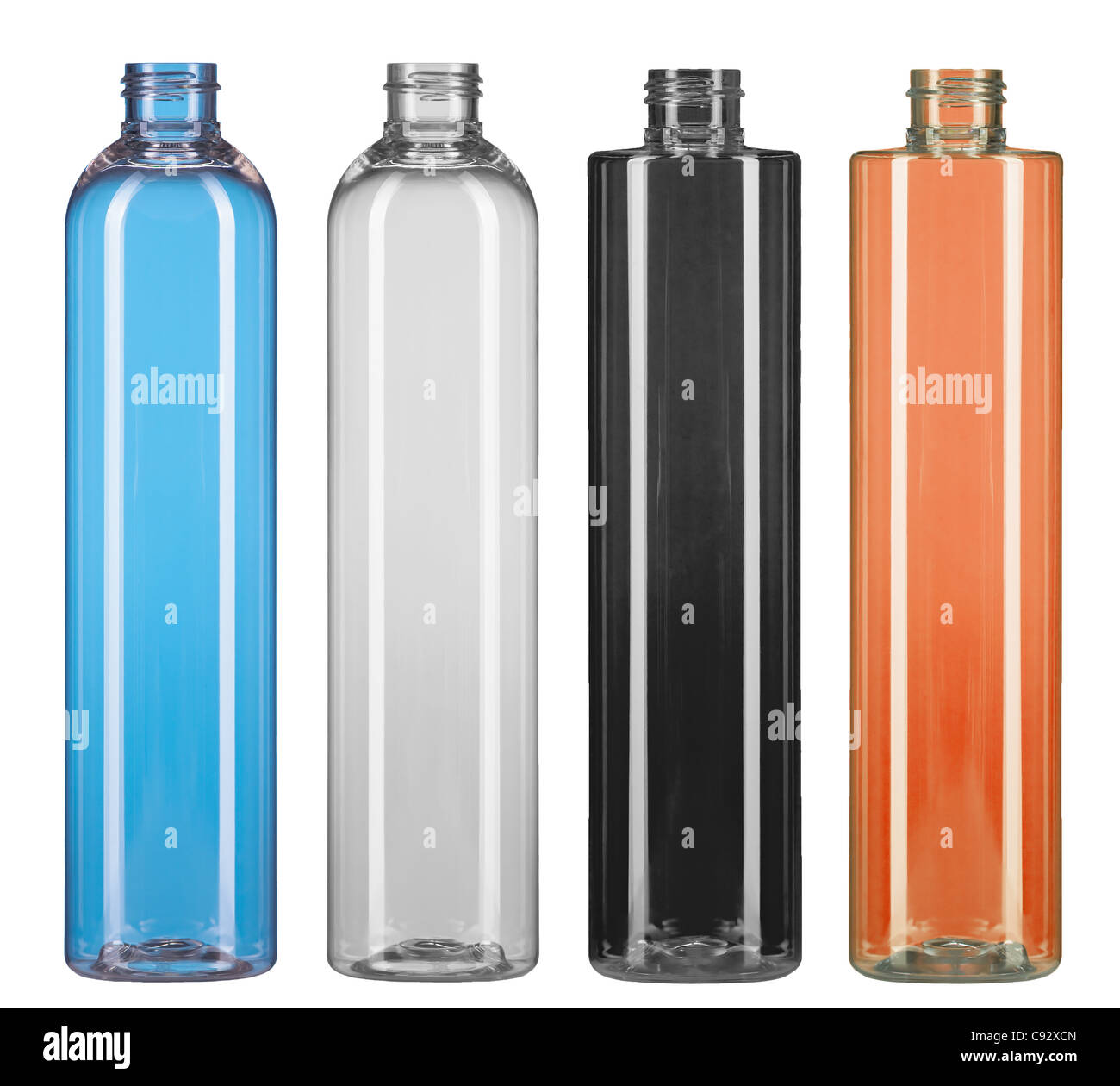 Set of color plastic cane bottles - isolated Stock Photo - Alamy