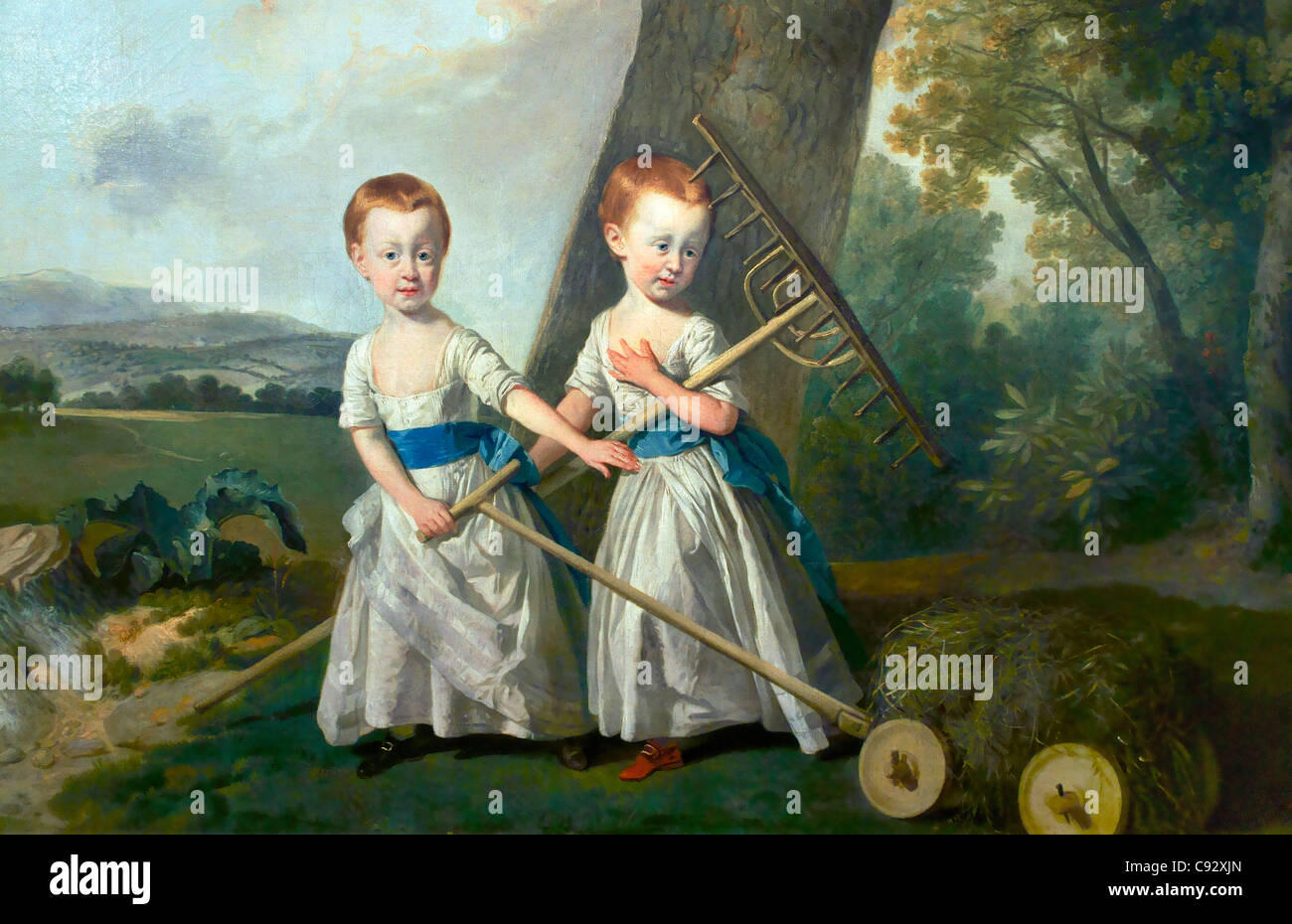 Detail of The Blunt Children. Circa 1765 oil painting by Johann Zoffany ...