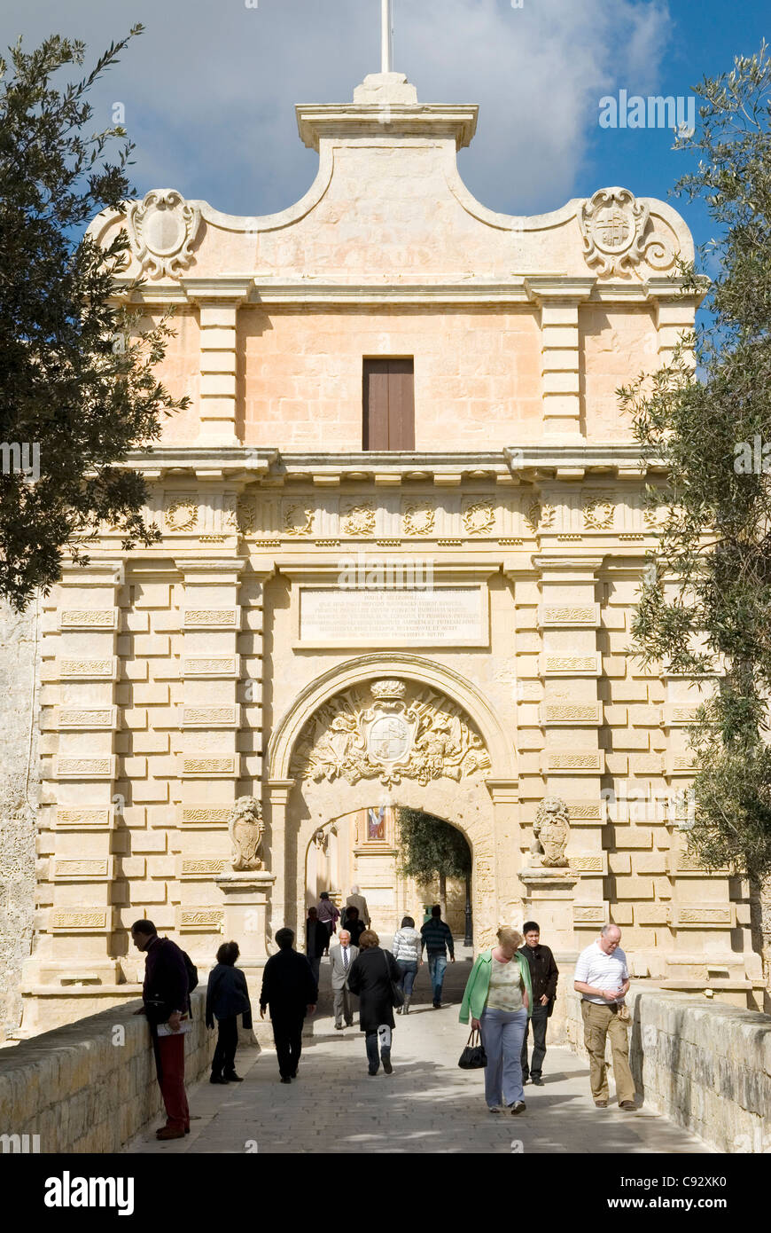 The ancient walled city of Mdina in Malta was built in Medieval times ...