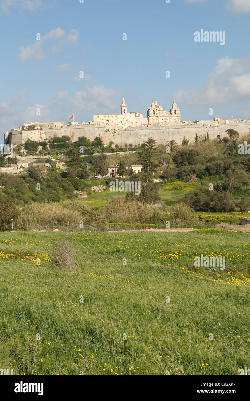The ancient walled city of Mdina in Malta was built in Medieval times ...