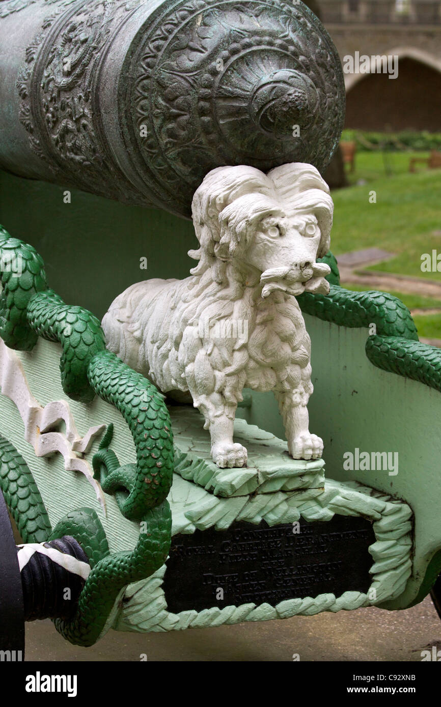 Ornate painted cannon situated outside of the White Tower constructed ...