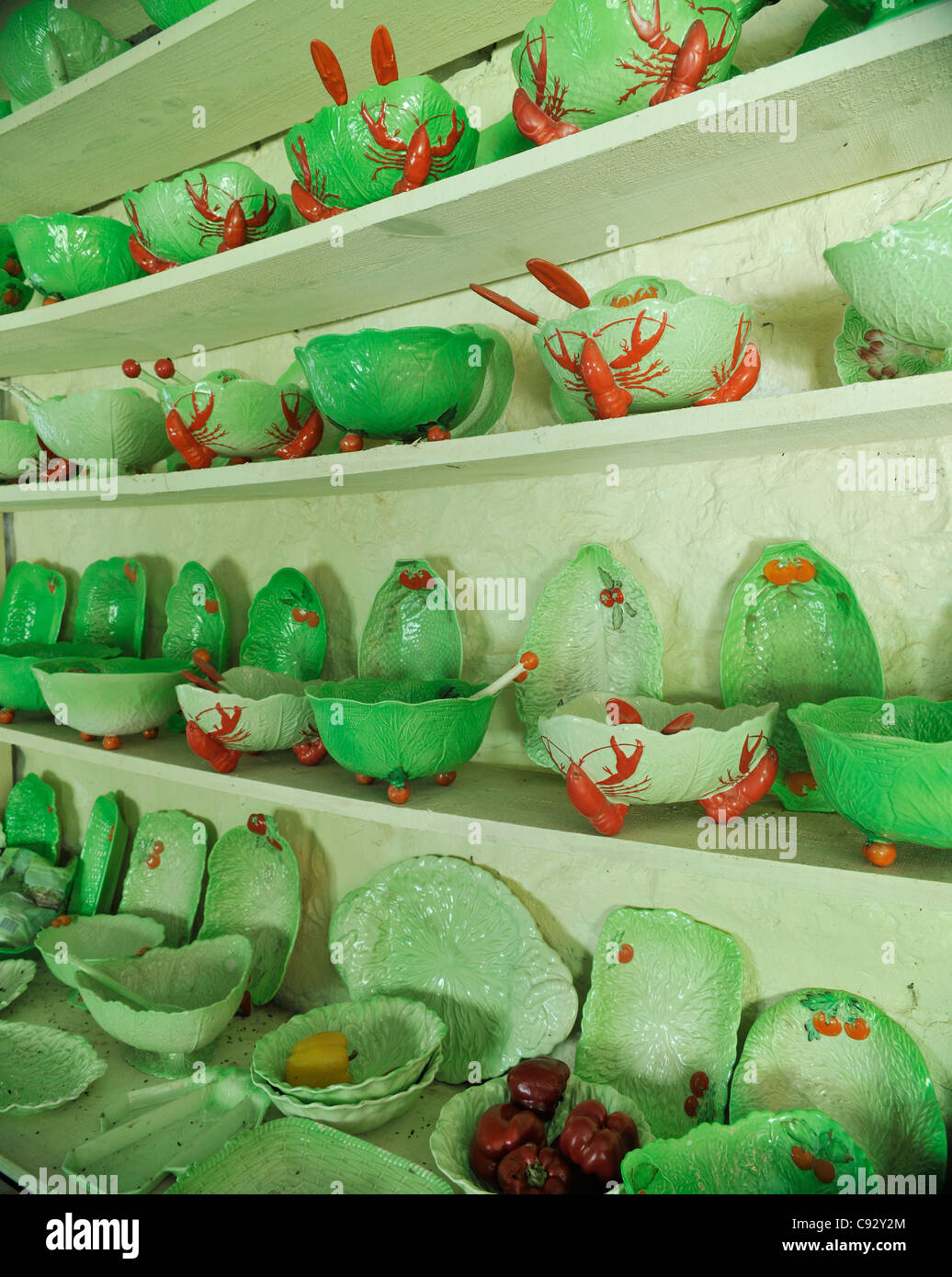 With its distinctive green cabbage leaf pattern and lobster ...