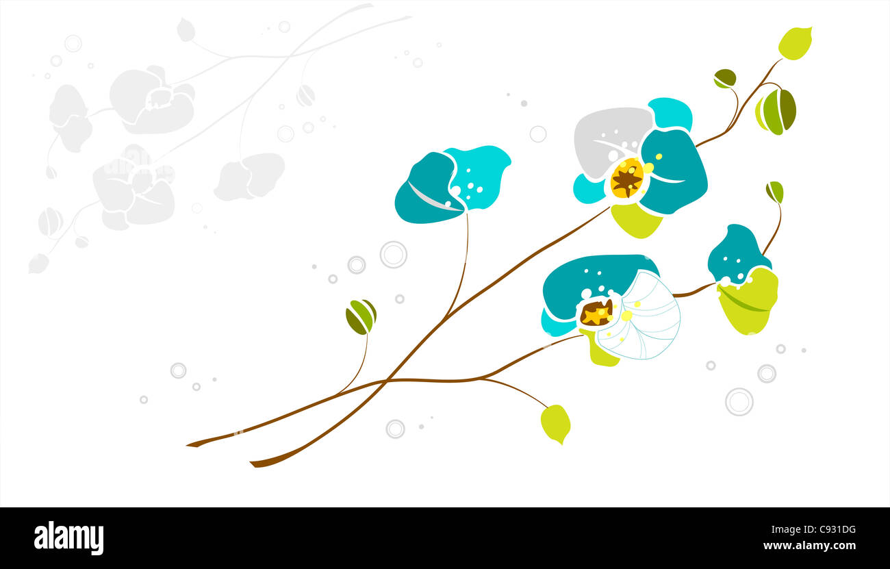 Blue flowers branch on white background Stock Photo - Alamy