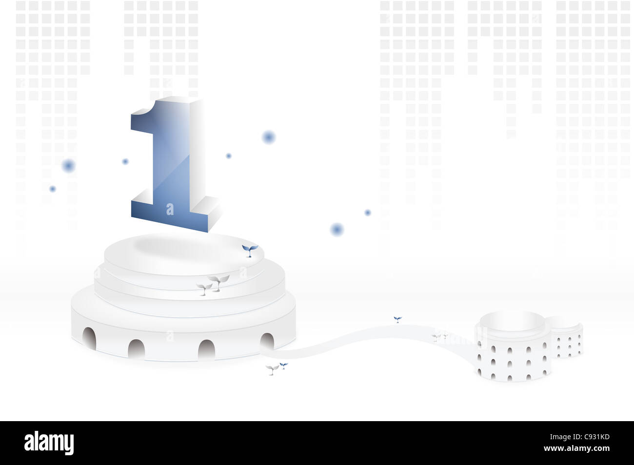 Elevated view of number 1 on white background Stock Photo - Alamy