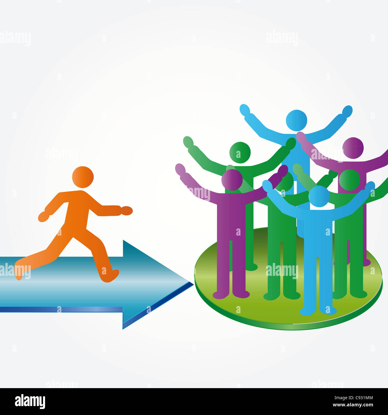 Person join happy people members company group Stock Photo - Alamy