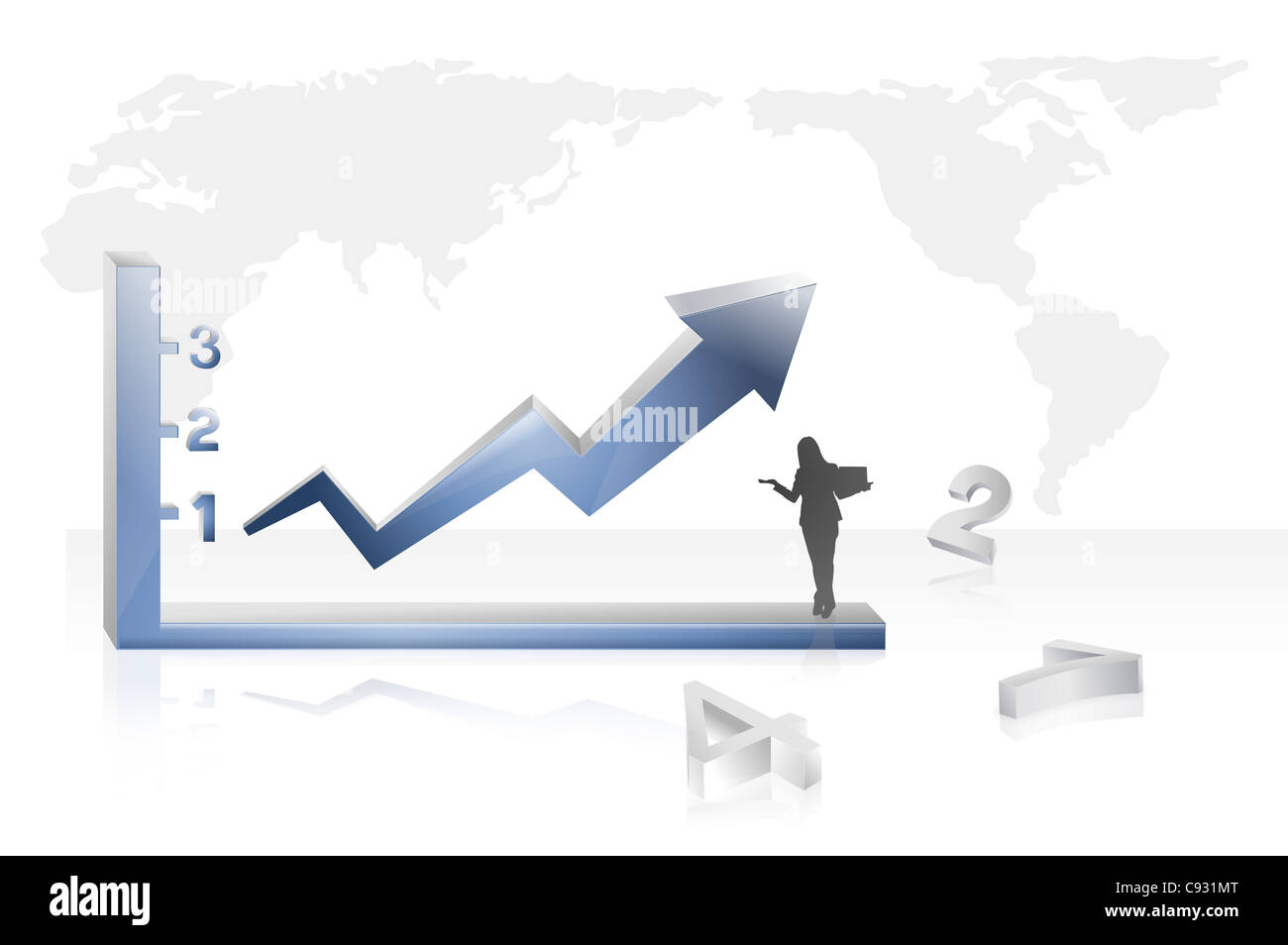 Woman standing by Line Graph Stock Photo - Alamy