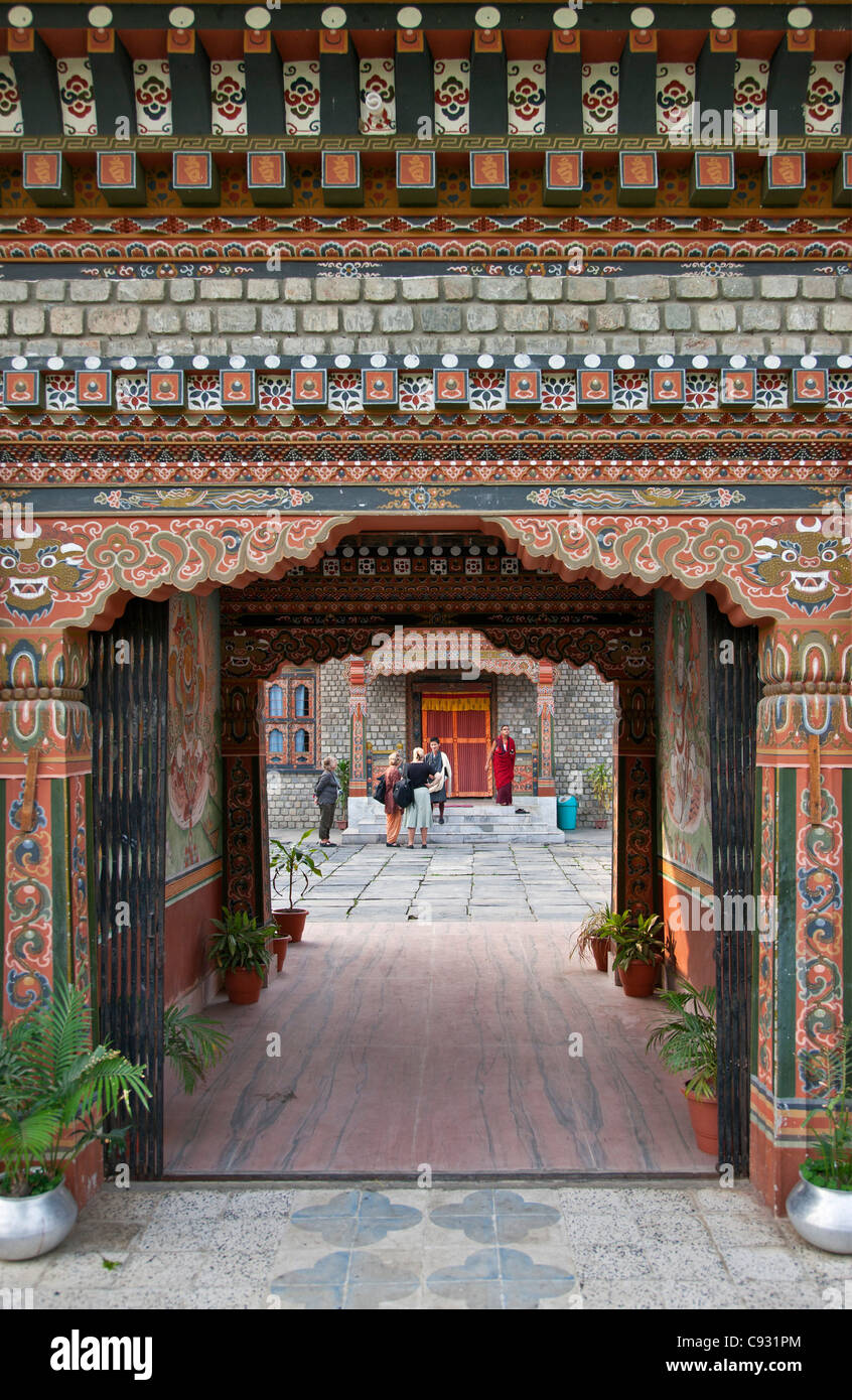 Tourists visit the new Buddhist monastery at Samdrup Jongkhar, Bhutan ...