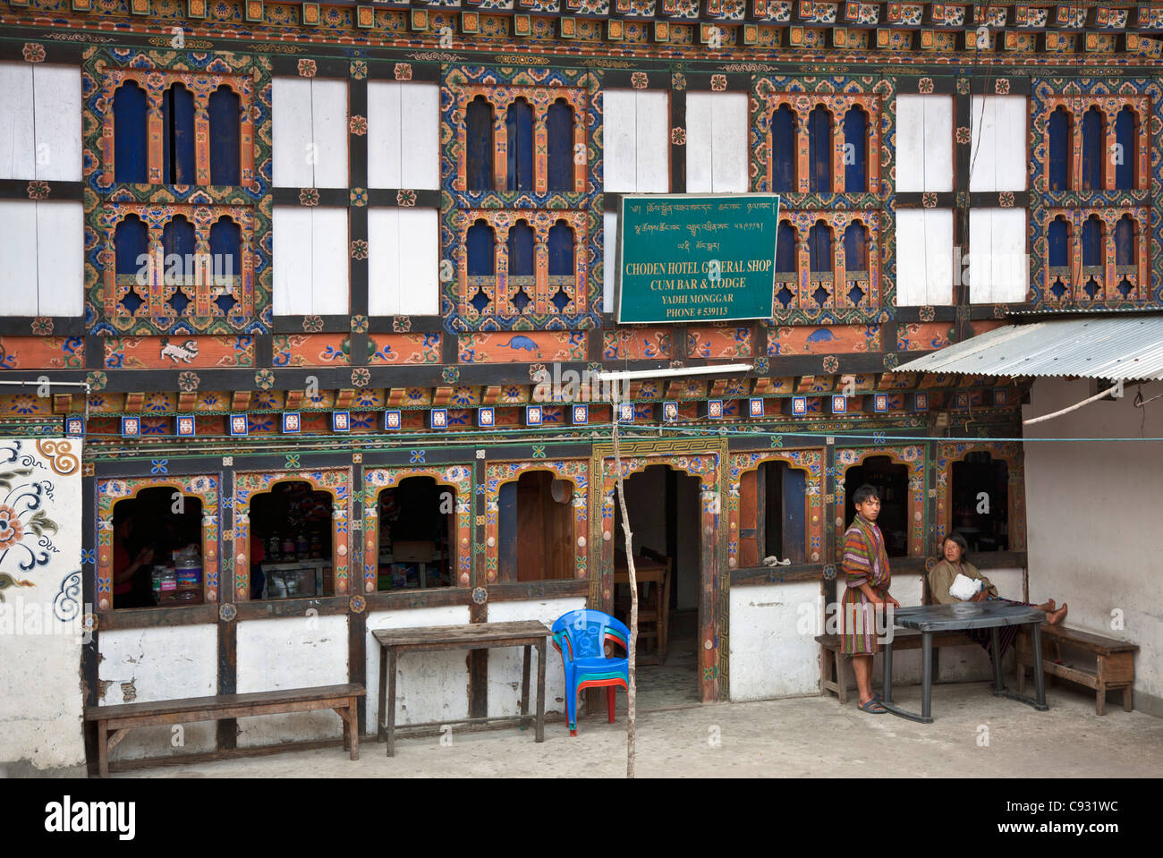 The Choden Hotel cum bar and general shop at Yadi Mongar is built in ...