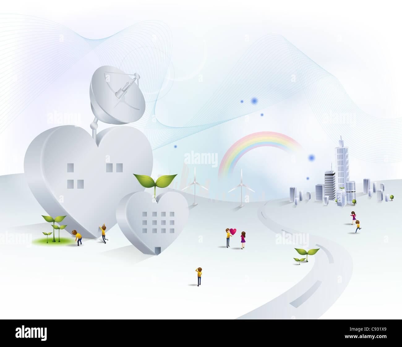 Heart shape building with rainbow in the background Stock Photo - Alamy