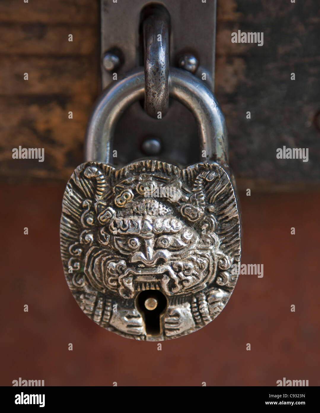 An ornate Bhutanese padlock Stock Photo - Alamy