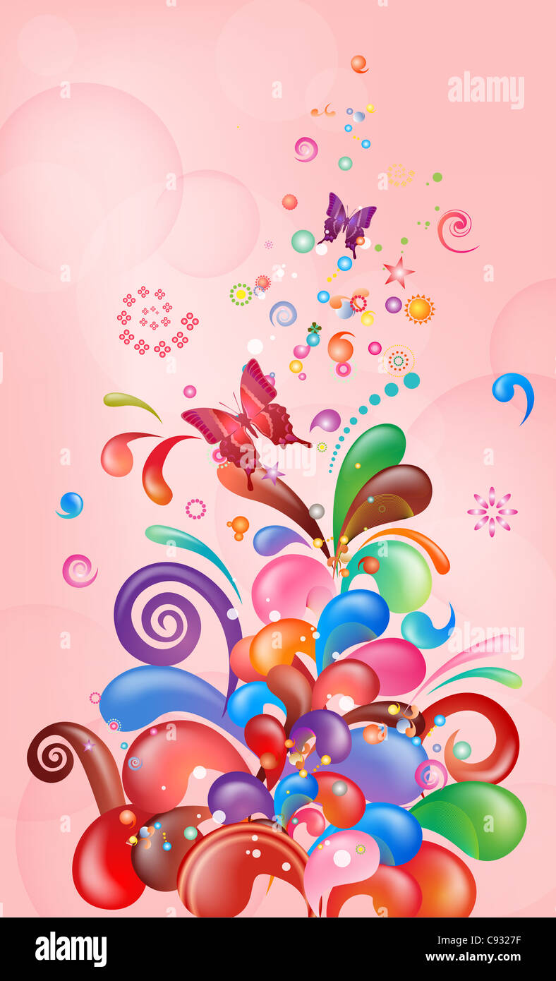 Illustration and painting of butterfly with flowing pattern Stock Photo ...