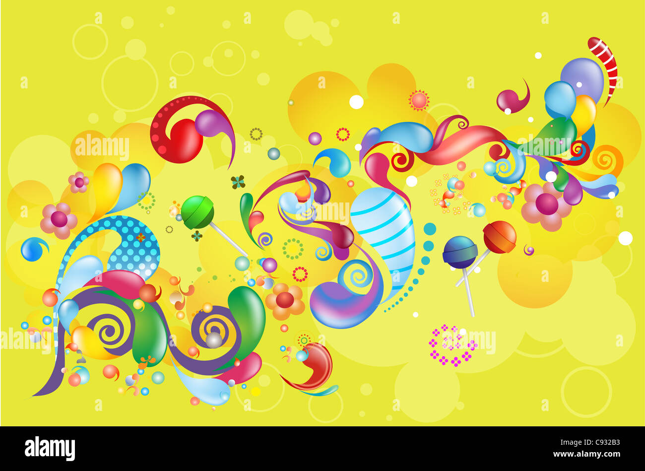 Colored lollipop and wave pattern Stock Photo - Alamy