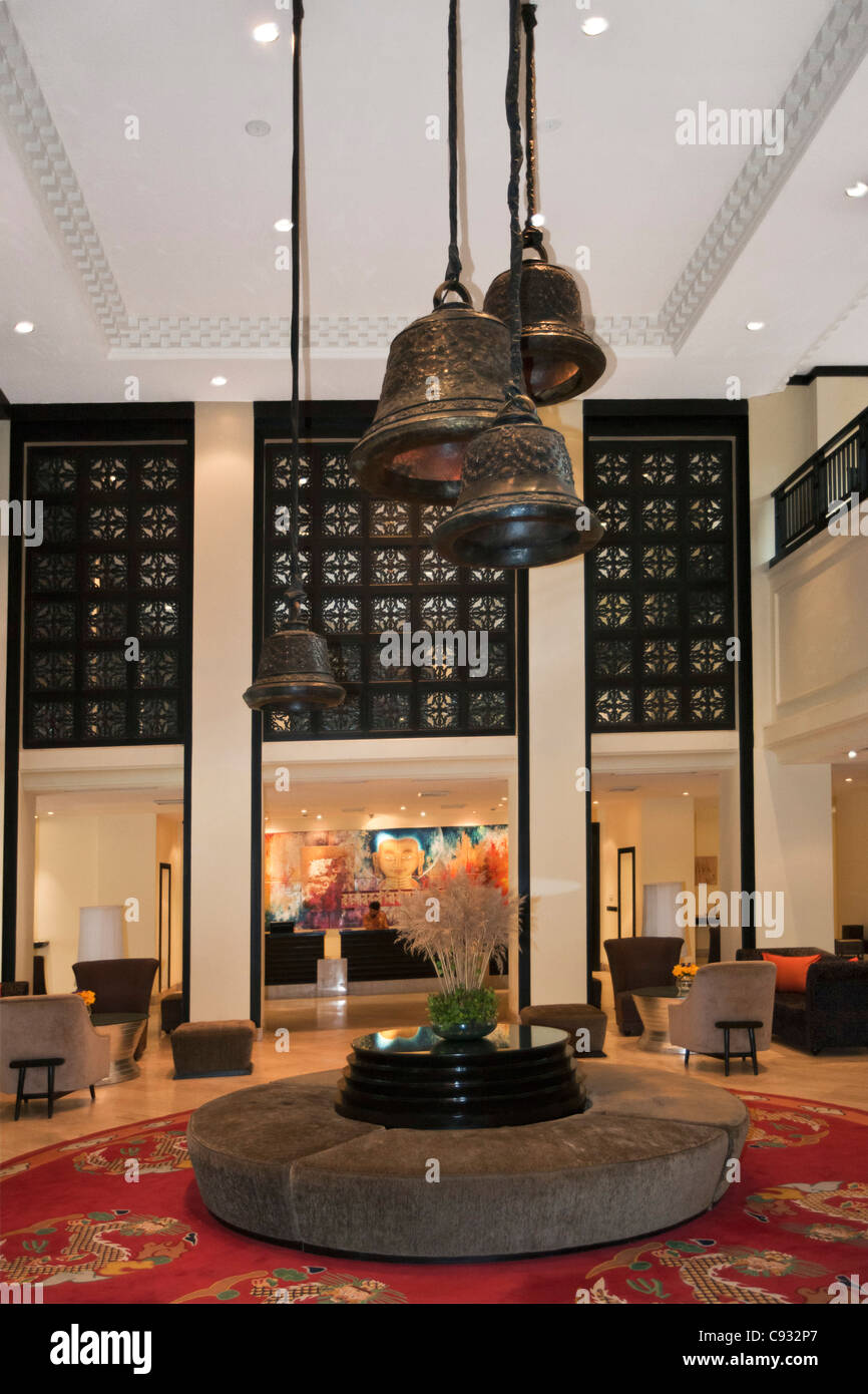 The entrance hall and reception of the Taj Tashi Hotel which is the ...