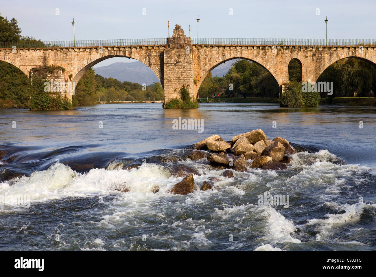 ancient roman bridge of Ponte da Barca in the north of portugal Stock ...