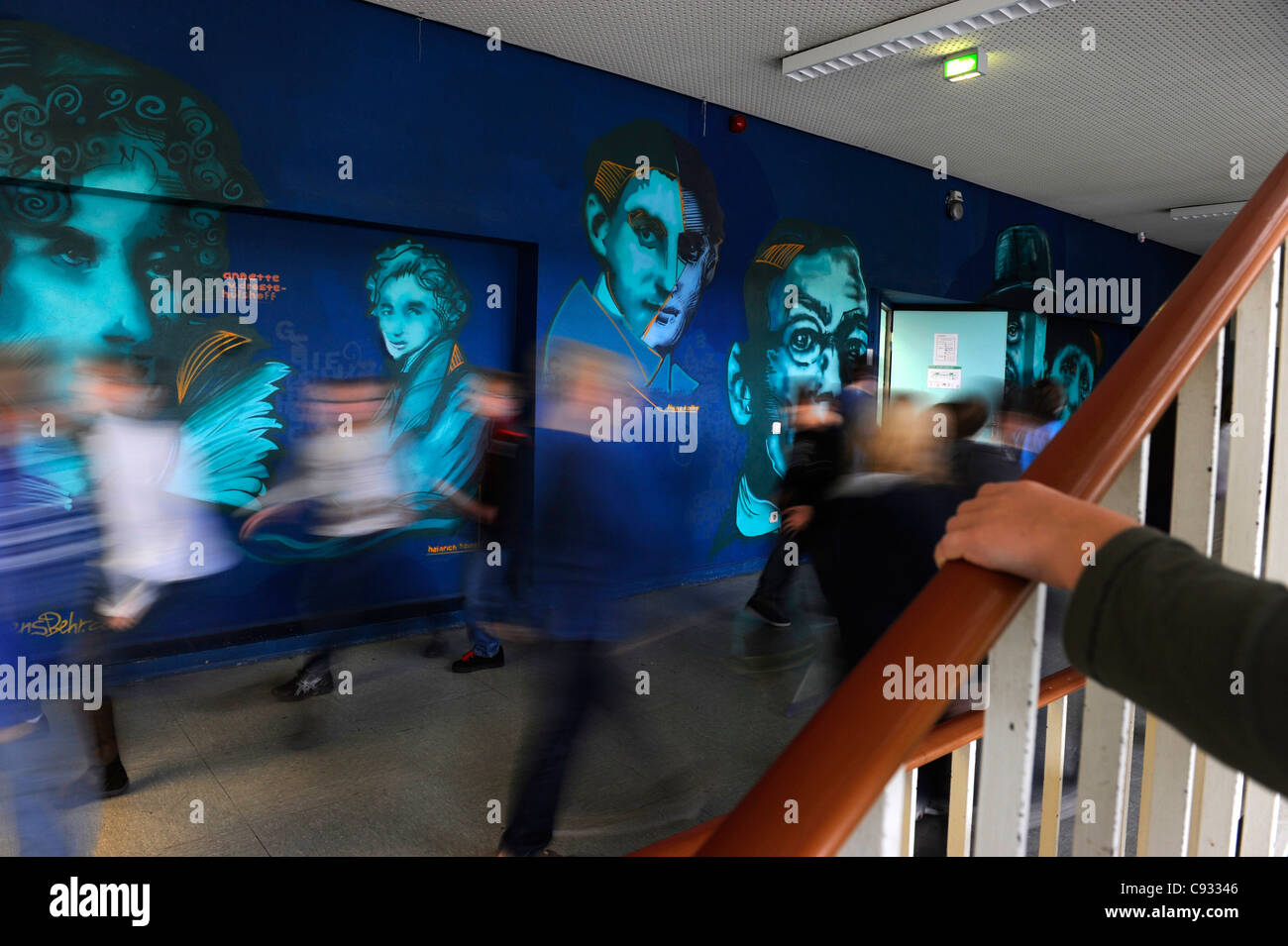 Koblenz Max-Lauer Gymnasium with portraits of historical writers and ...