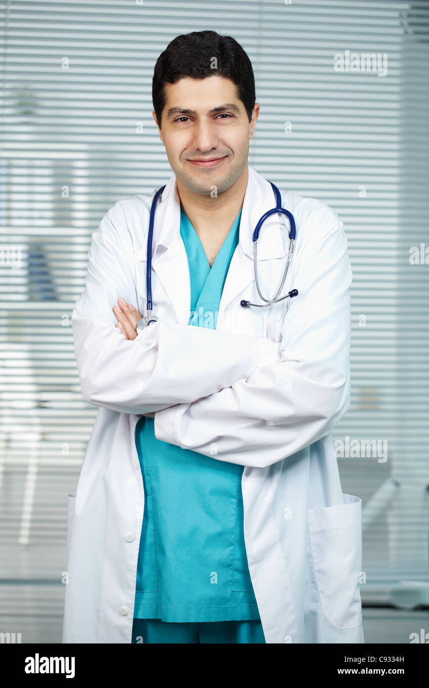 Portrait of happy doctor with stethoscope looking at camera Stock Photo ... Portrait of happy doctor with stethoscope looking at camera Stock Photo ...