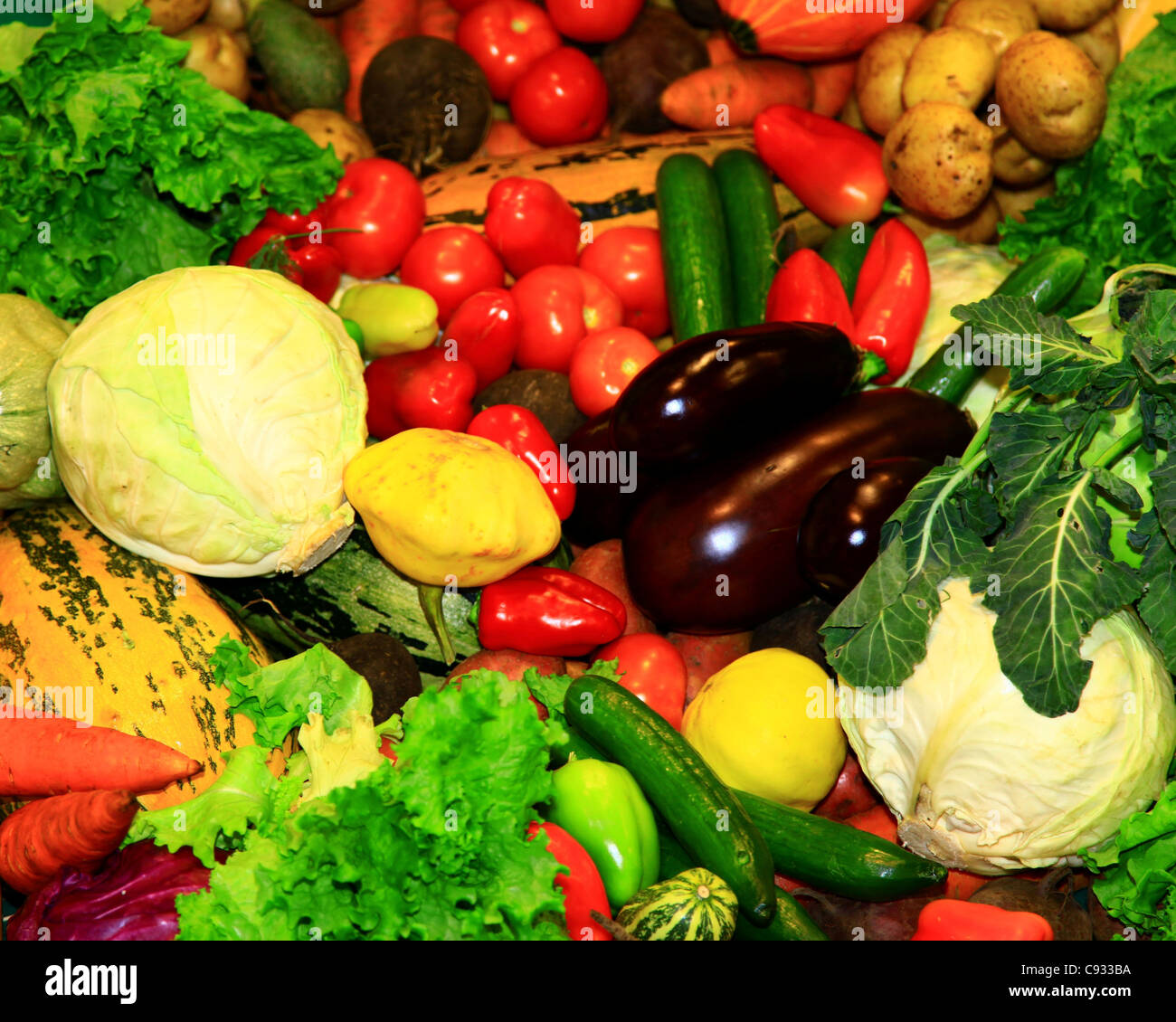 Heap of vegetables. Close up, front view Stock Photo - Alamy