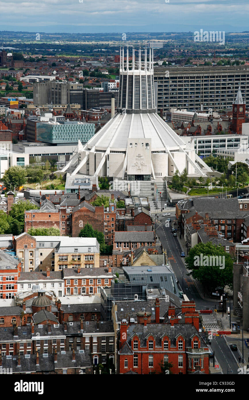 The Liverpool Metropolitan Cathedral seen from the top of Liverpool ...