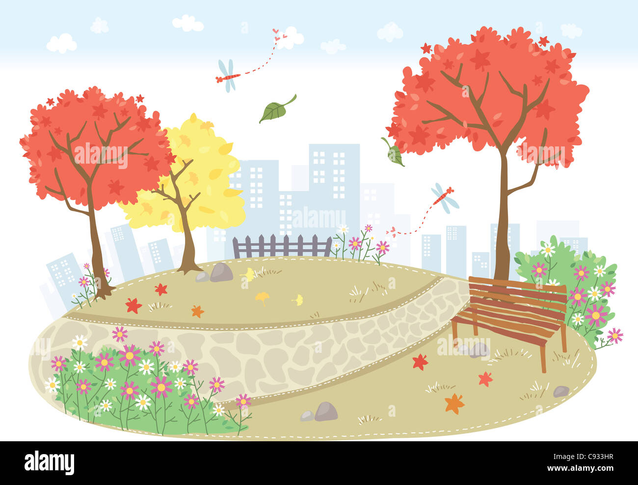 Illustration of empty in the garden Stock Photo - Alamy