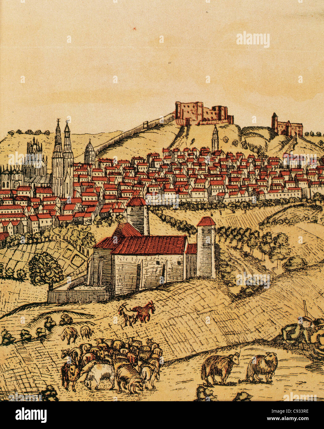 Spain. Castile and Leon. Burgos. 16th century. Engraving Stock Photo ...