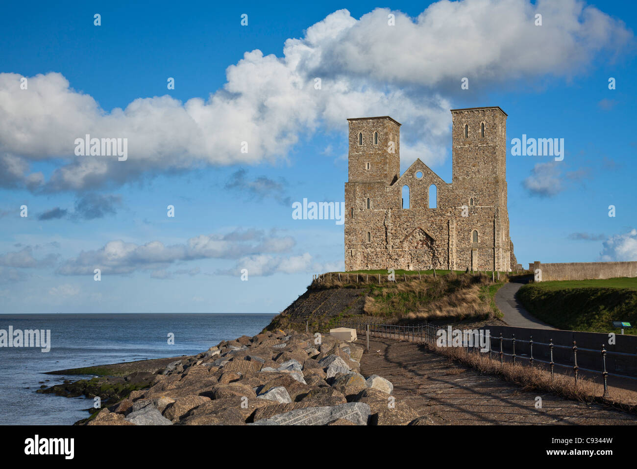 England, Kent, Reculver. Reculver Towers Stock Photo - Alamy