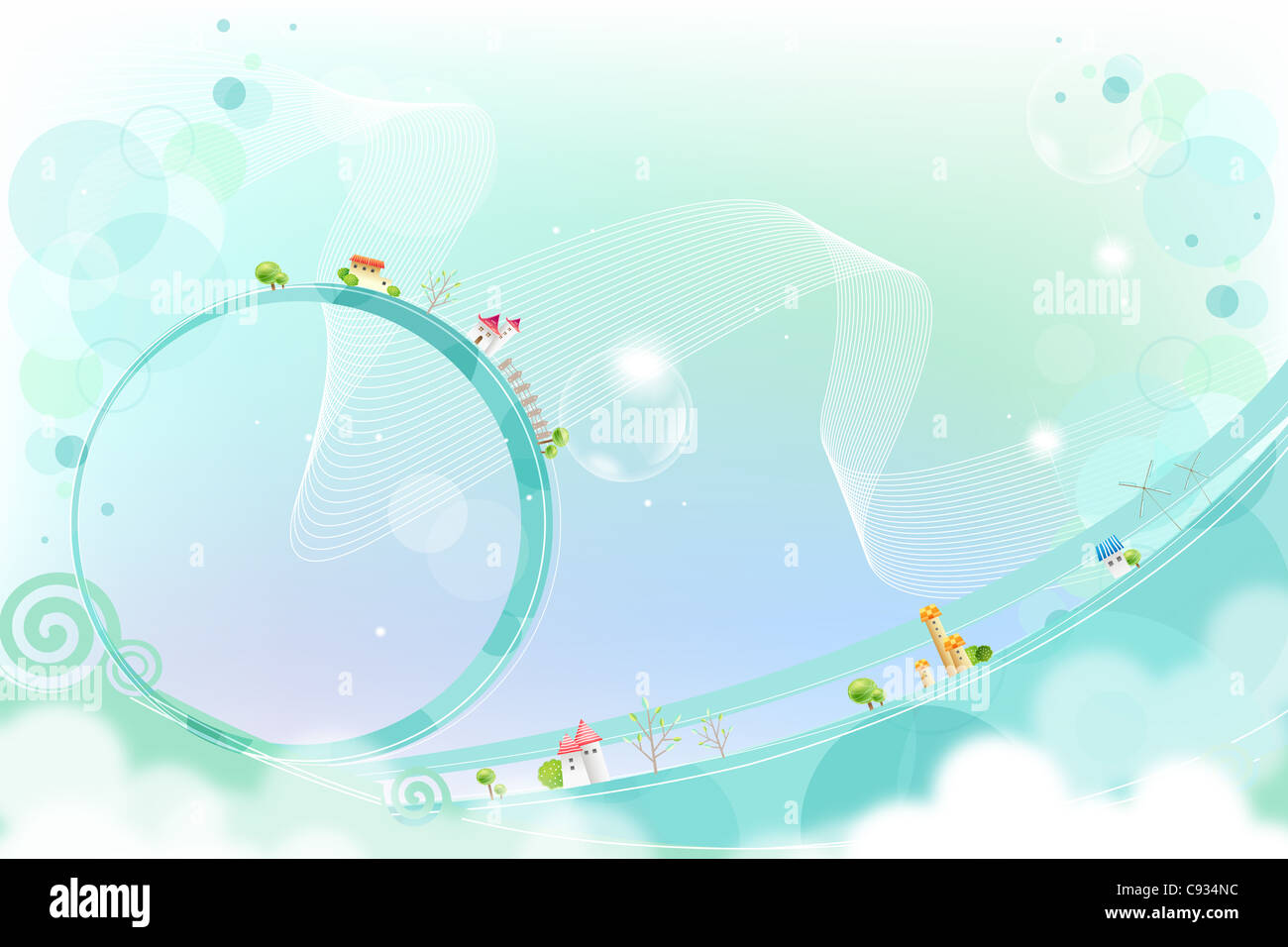 Big round shape bubble on rolling landscape Stock Photo - Alamy