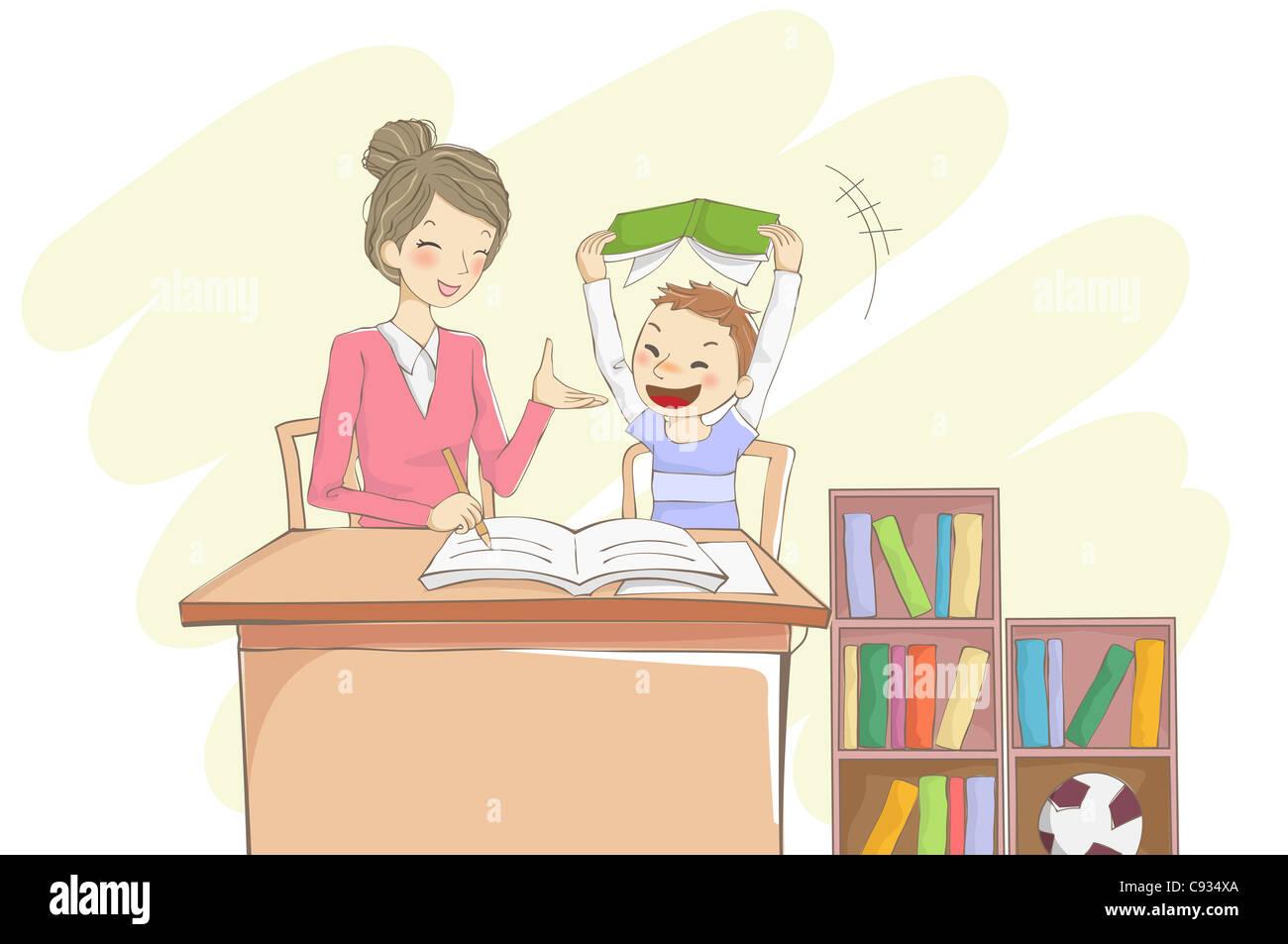 Teacher with student in classroom teaching Stock Photo - Alamy