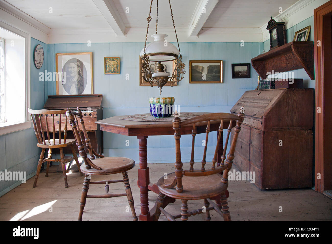 The living room of the farmhouse at Turf Farm situated at the Skogar ...