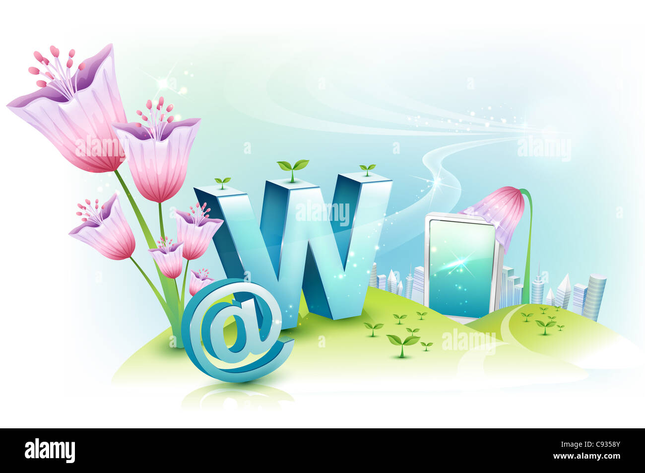 Email sign and letter w with mobile phone Stock Photo - Alamy